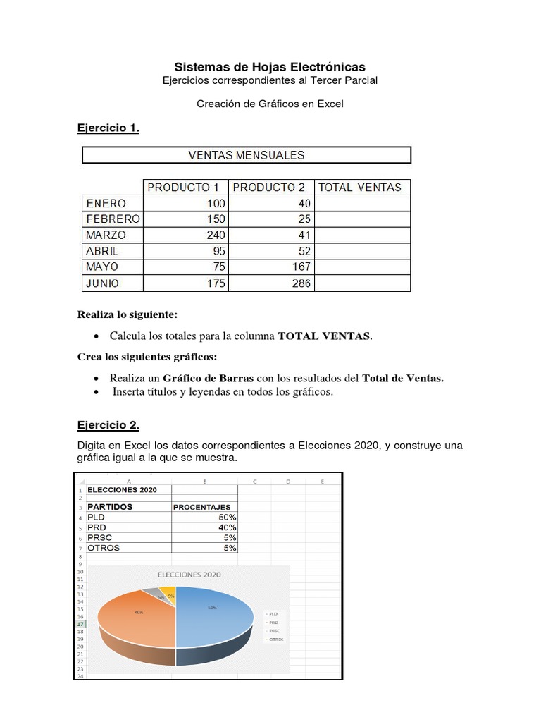 1 Ejercicios Creación de Graficos en Excel | PDF
