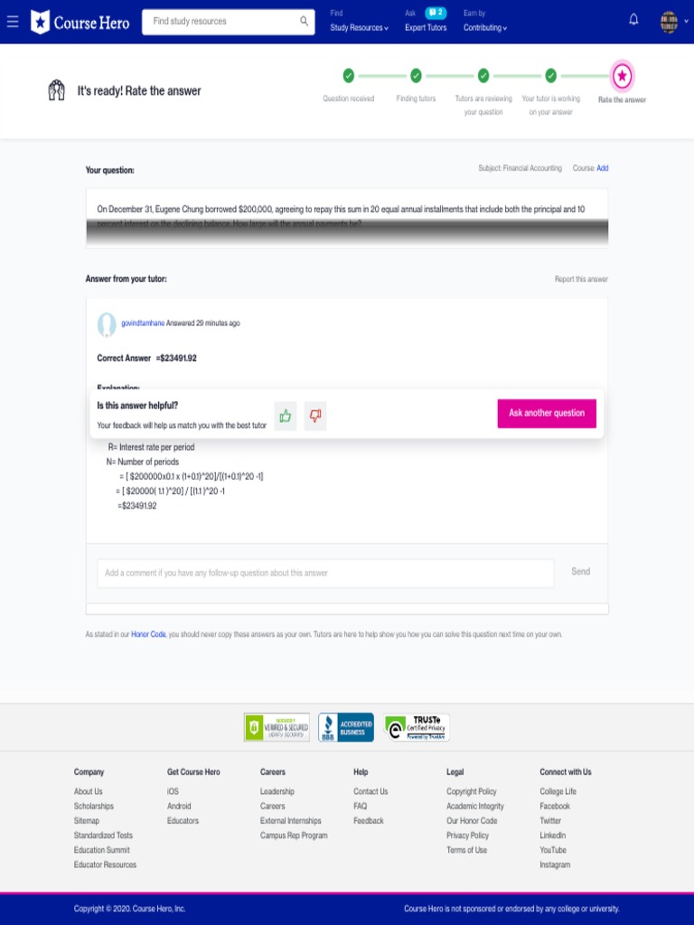 Course Hero Answer For Question Number6 | PDF | Interest | Financial ...