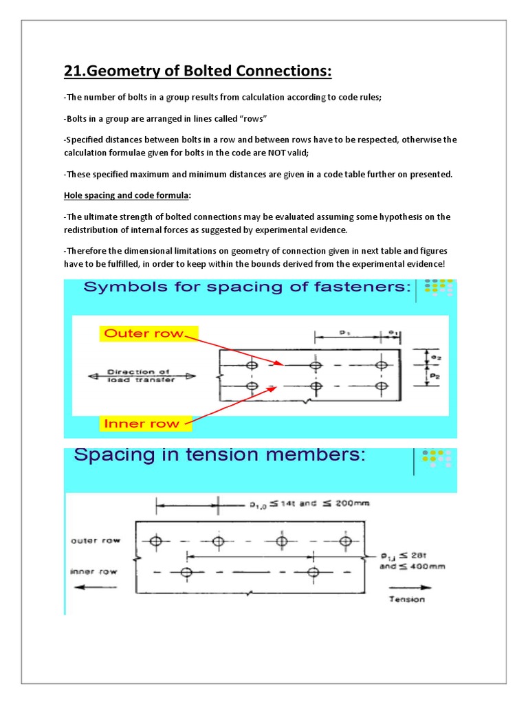 Ometry of Bolted Connections:: Hole Spacing and Code Formula | PDF ...