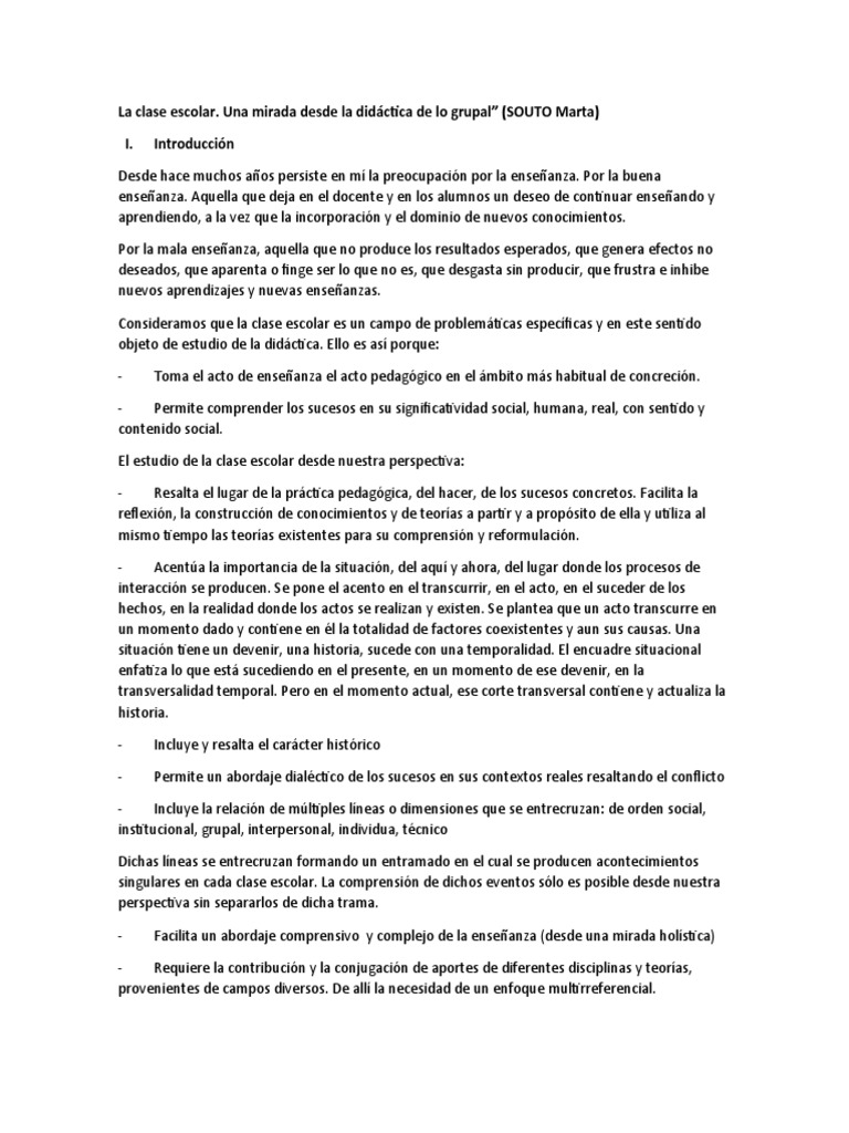 La Clase Escolar (Marta Souto) | PDF | Complejidad | Teoría