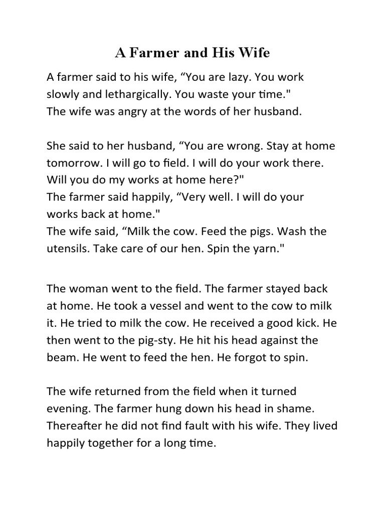 The Farmer and His Wife's Lesson | PDF