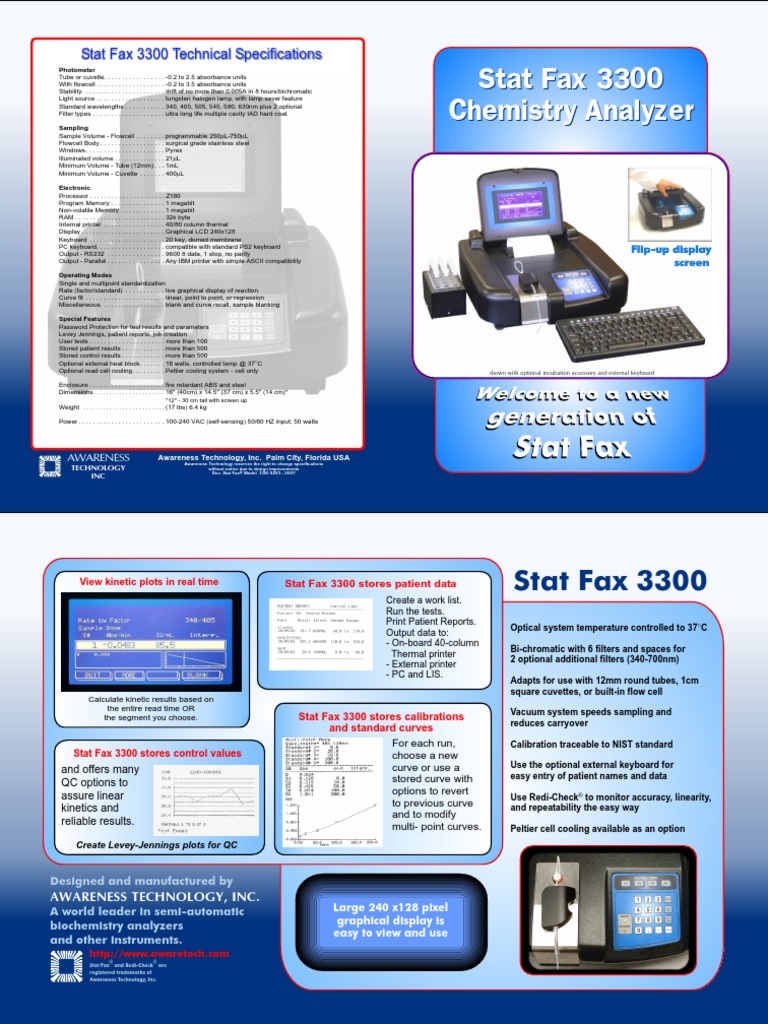 Stat Fax 3300 Chemistry Analyzer | PDF | Calibration | Electronics