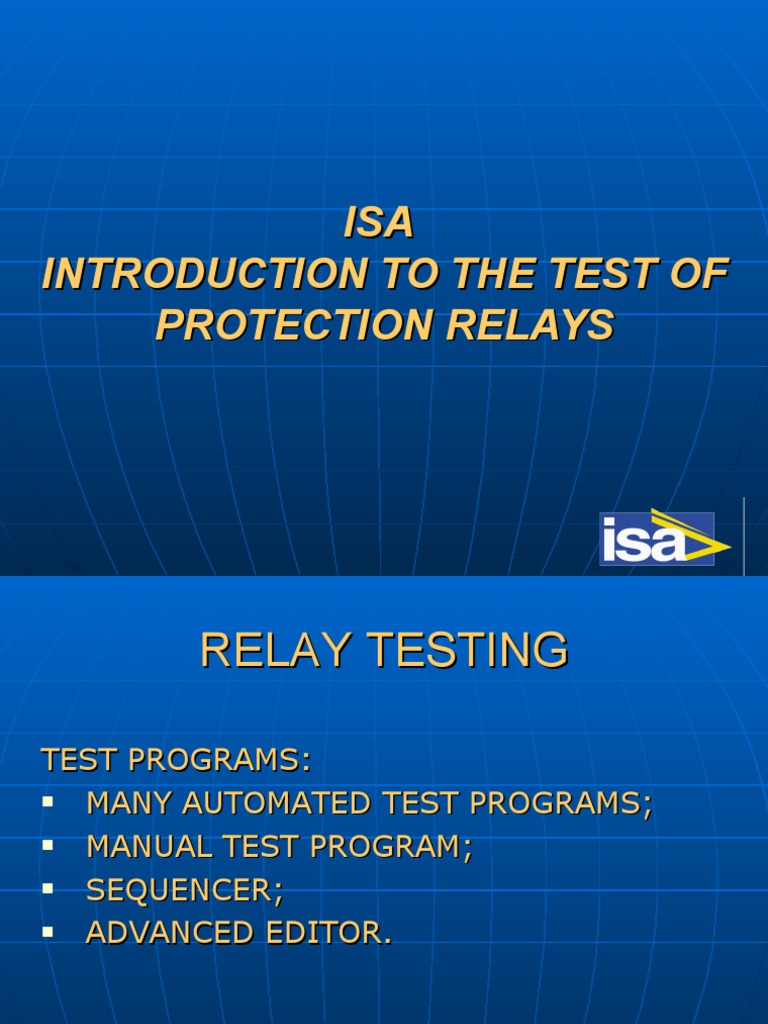 ISA Introduction To The Test of Protection Relays | PDF | Relay | Angle
