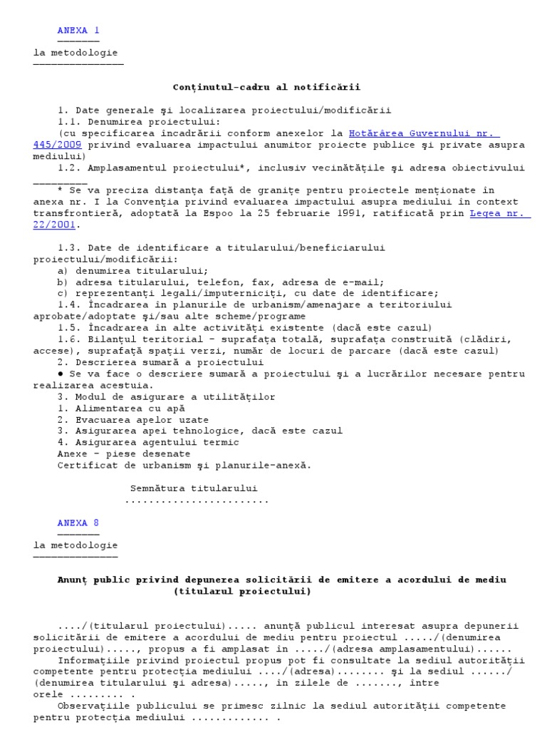 Continut Cadru Notificare Mediu | PDF