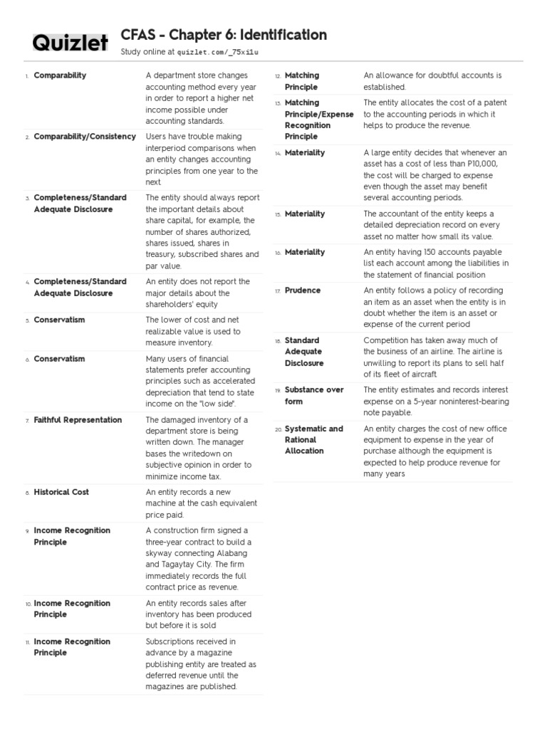 CFAS - Chapter 6: Identification | PDF | Expense | Financial Accounting