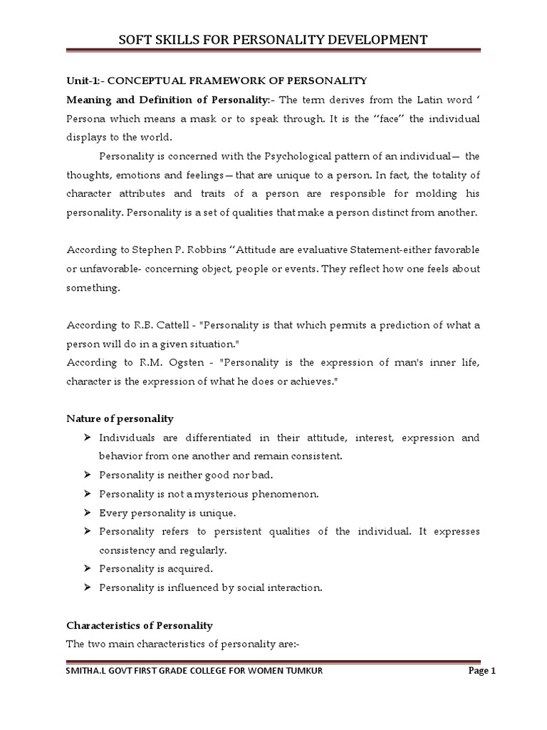 Soft Skills For Personality Development | PDF | Attitude (Psychology ...
