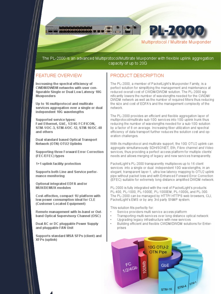 PL-2000 - Packet Light Networks | PDF | Wavelength Division ...