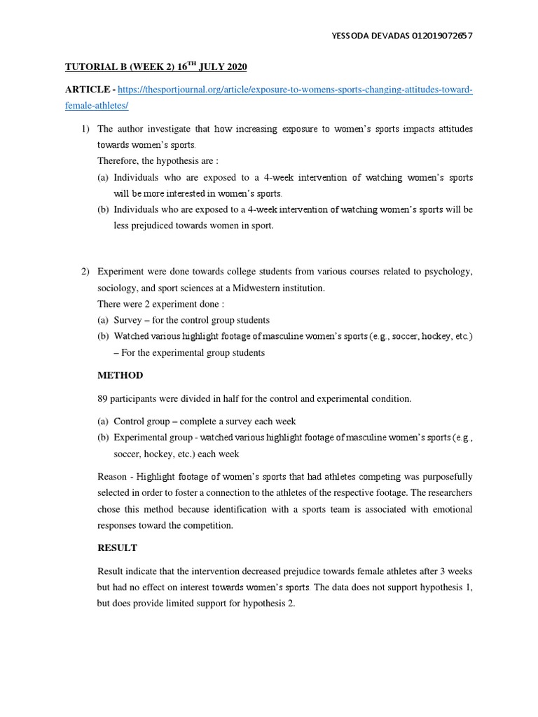 The Impact of Exposure to Women's Sports Highlights on Attitudes Toward ...