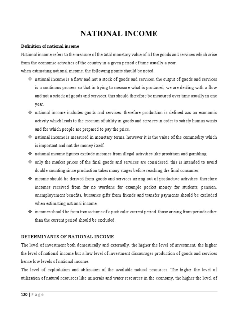 Definition of National Income | PDF | Measures Of National Income And ...