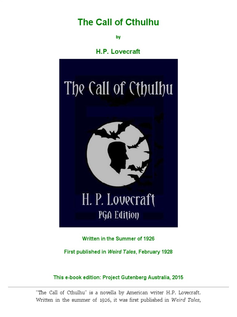 The Call of Cthulhu PDF | PDF | H. P. Lovecraft | Dream