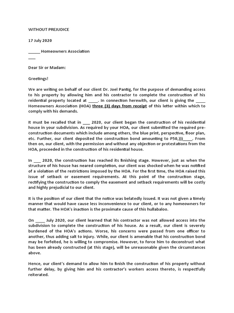 01A DEMAND LETTER - HOA - 17jul2020 | PDF | Government Information ...