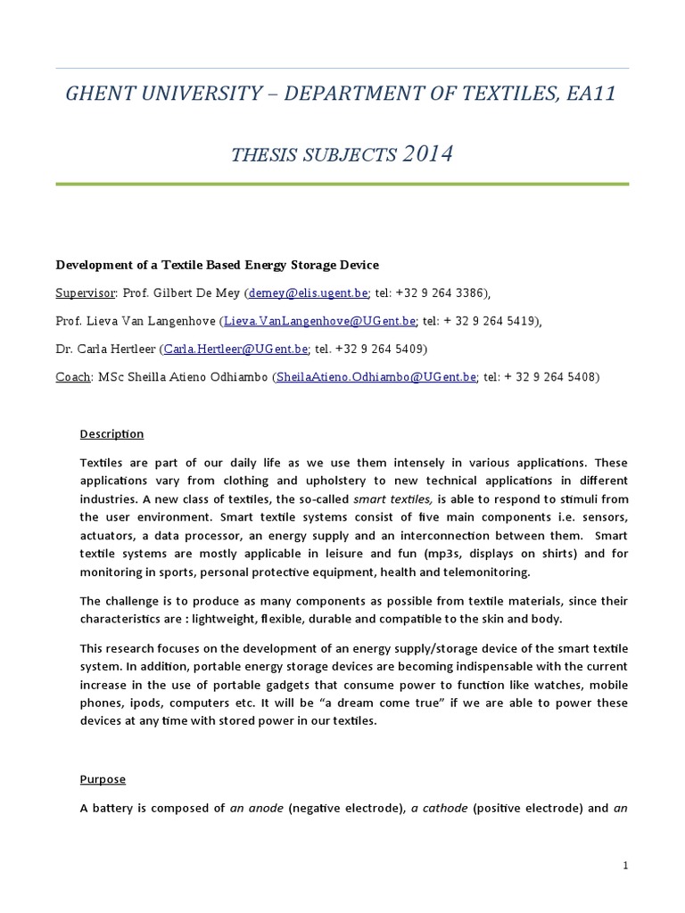 Thesis Topics Textiles Ghent University | Download Free PDF | Composite ...