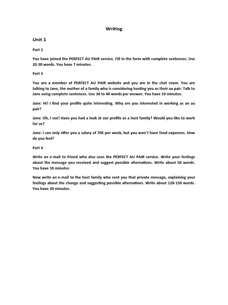 Writing Unit 1 | PDF