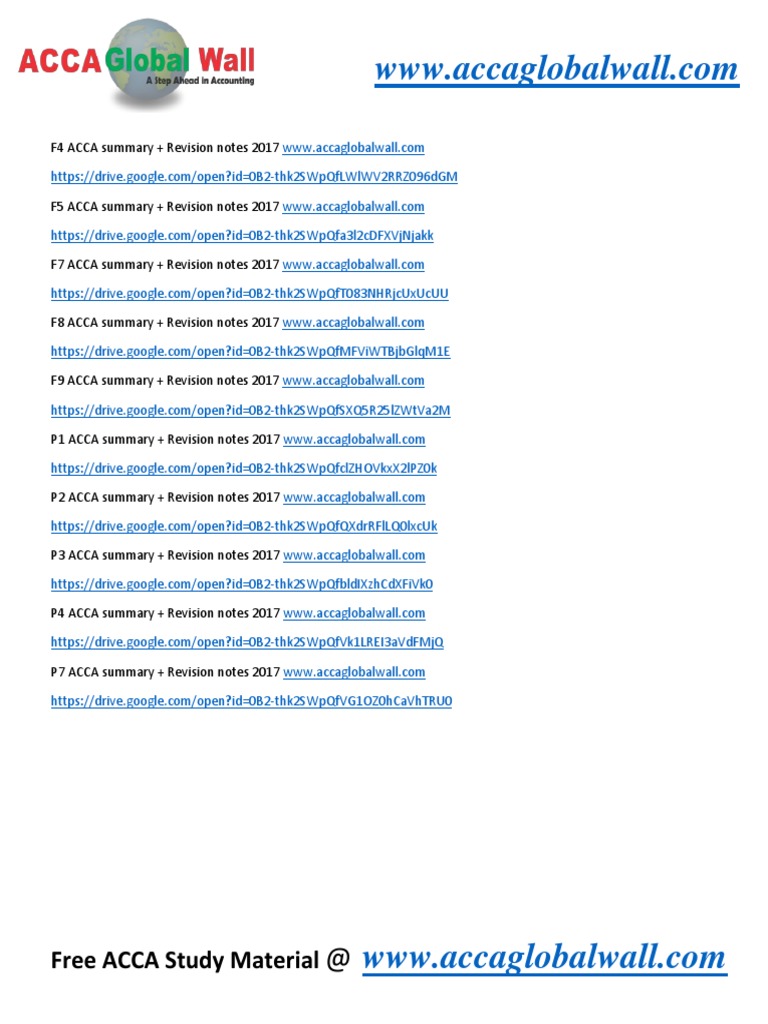 ACCA F4 To P7 Short Notes PDF | PDF