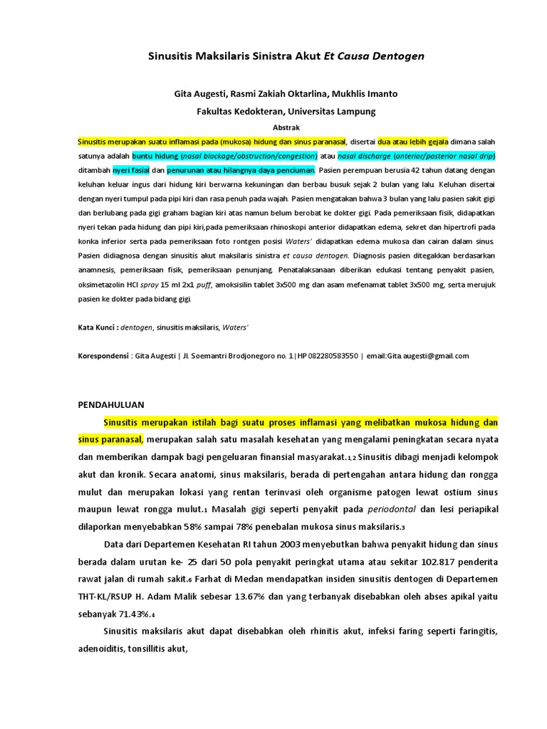 Belajar Materi Sinusitis Dentogen | PDF