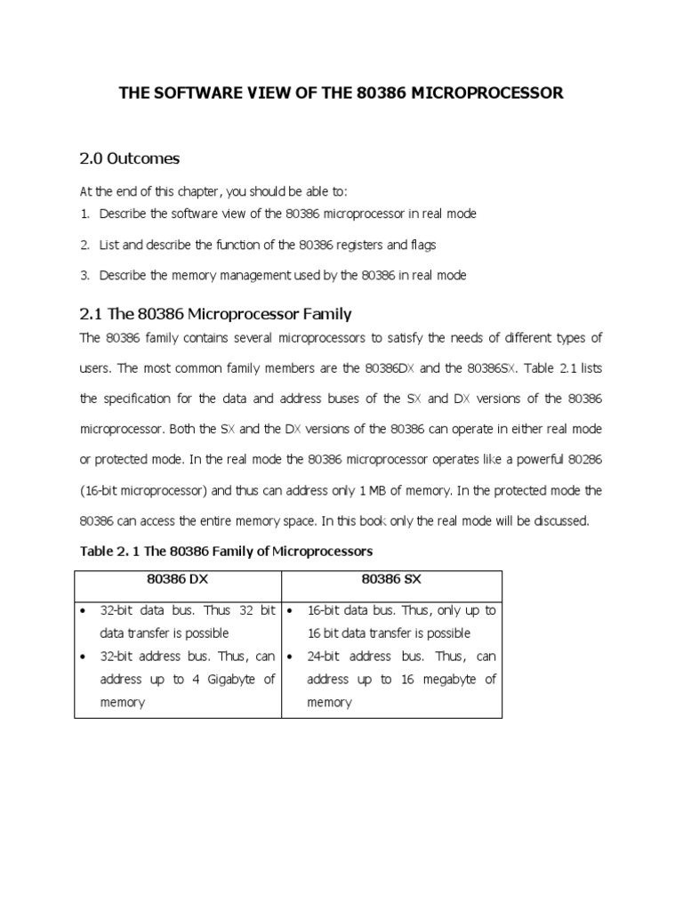Chapter 2 - The Software View of The 80386 Microprocessor | PDF | Computer Data Storage ...