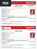 Admit Card Format | PDF | Identity Document | Government Information