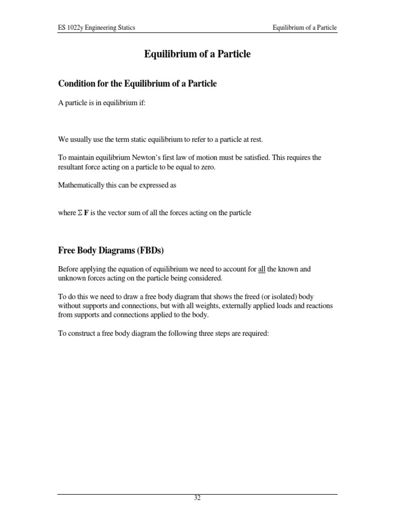 Condition For The Equilibrium of A Particle | PDF | Force | Euclidean Vector
