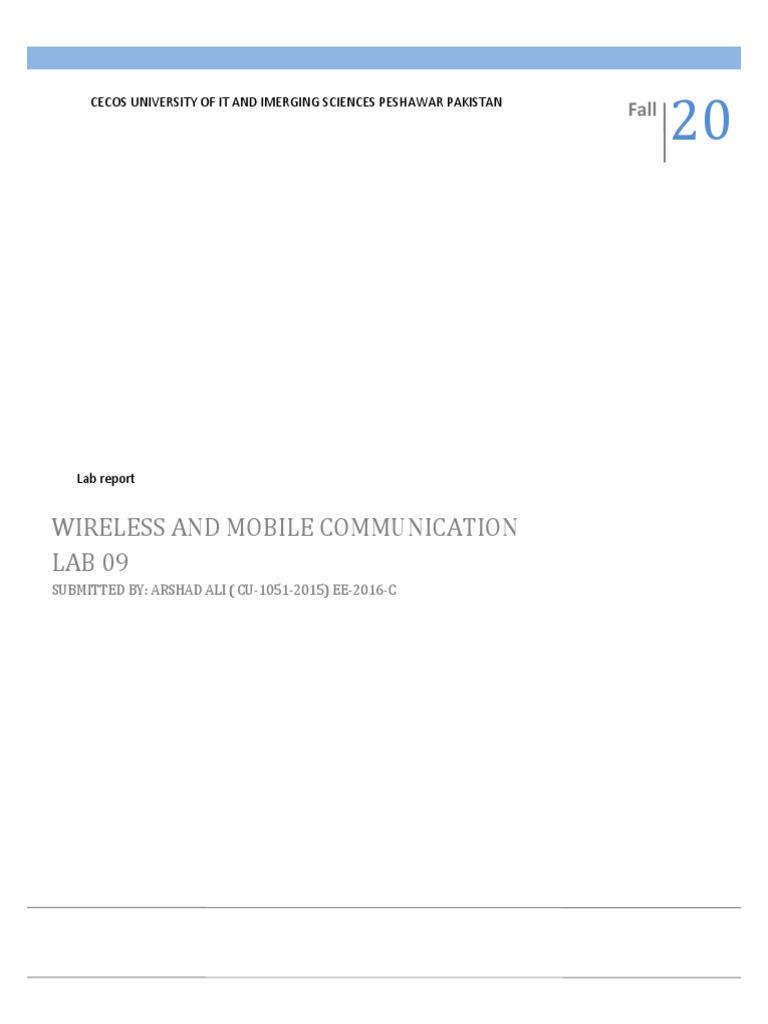 Wireless and Mobile Communication LAB 09: Cecos University of It and ...