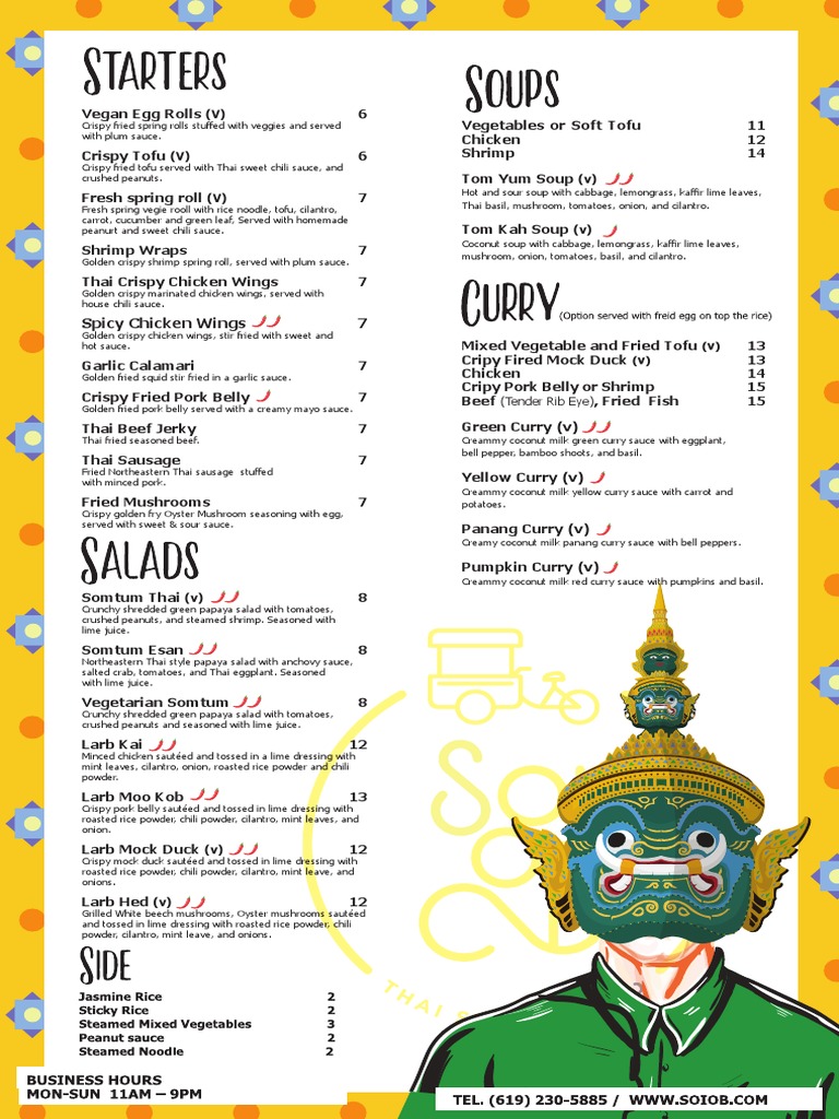 Soi OB Menu | PDF | Thai Cuisine | Curry