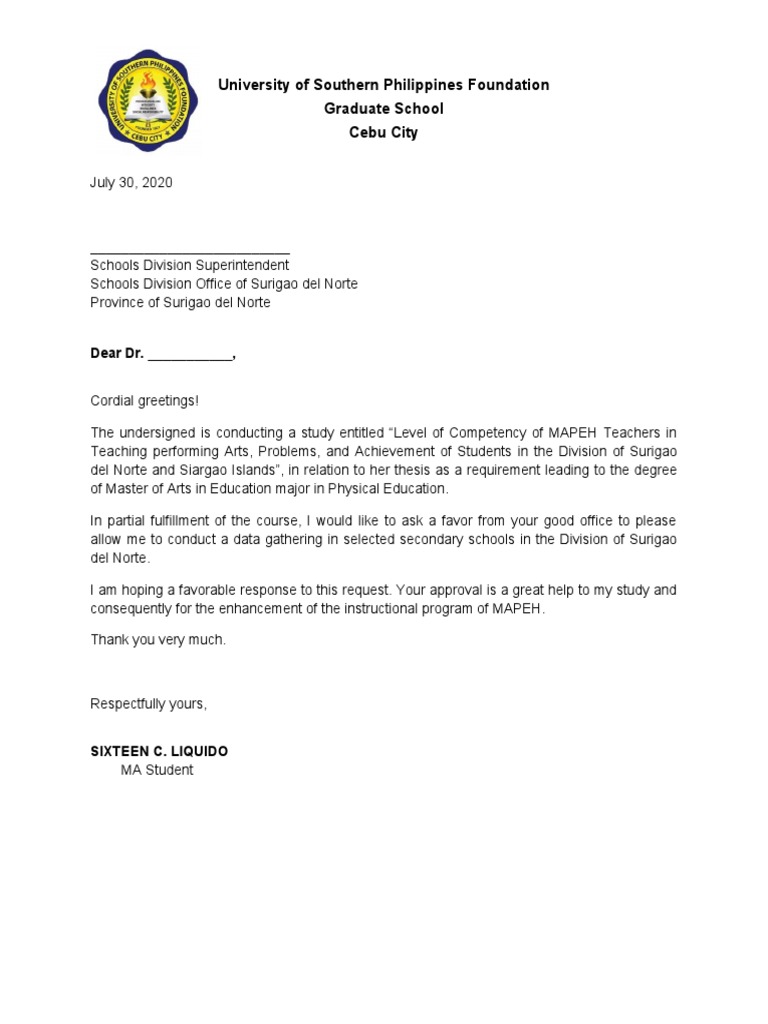 University of Southern Philippines Foundation Graduate School Cebu City ...