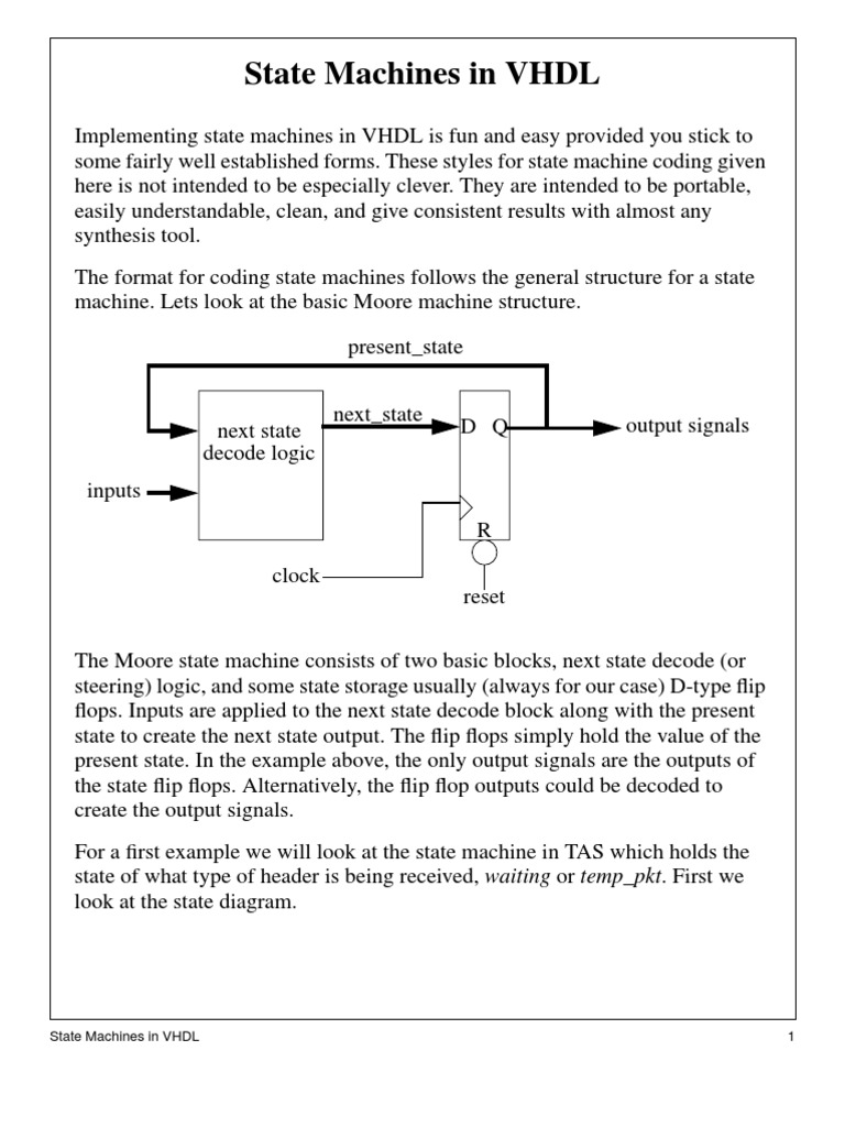Statemachinesinvhdl Vhdl Computer Programming
