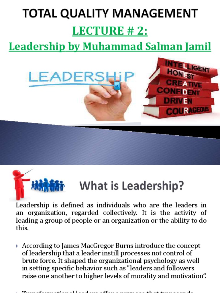 Lecture # 2:: Leadership by Muhammad Salman Jamil | PDF | Strategic ...