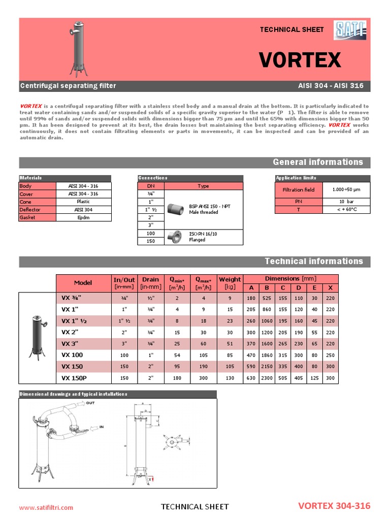 Vortex - Technical Sheet | Download Free PDF | Filtration | Centrifuge