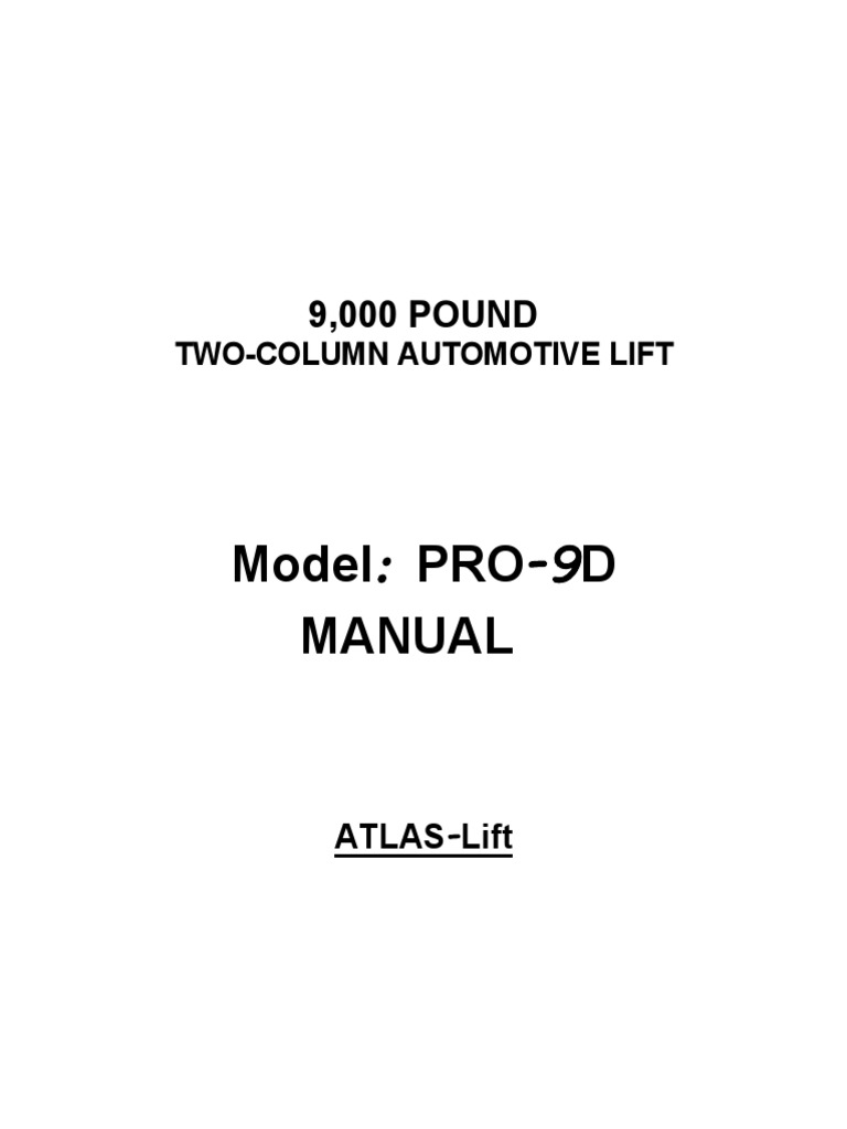 PRO-9D MANUAL (Plataforma de Elevación) | PDF | Elevator | Drill