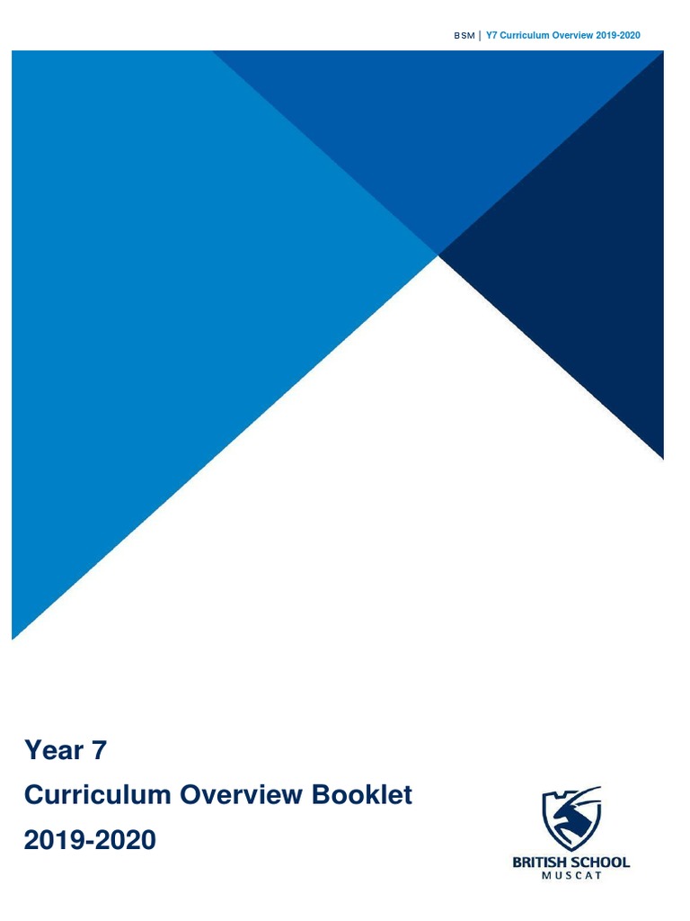 Year 7 Curriculum Overview Booklet 2019-20 | PDF | Area | Curriculum