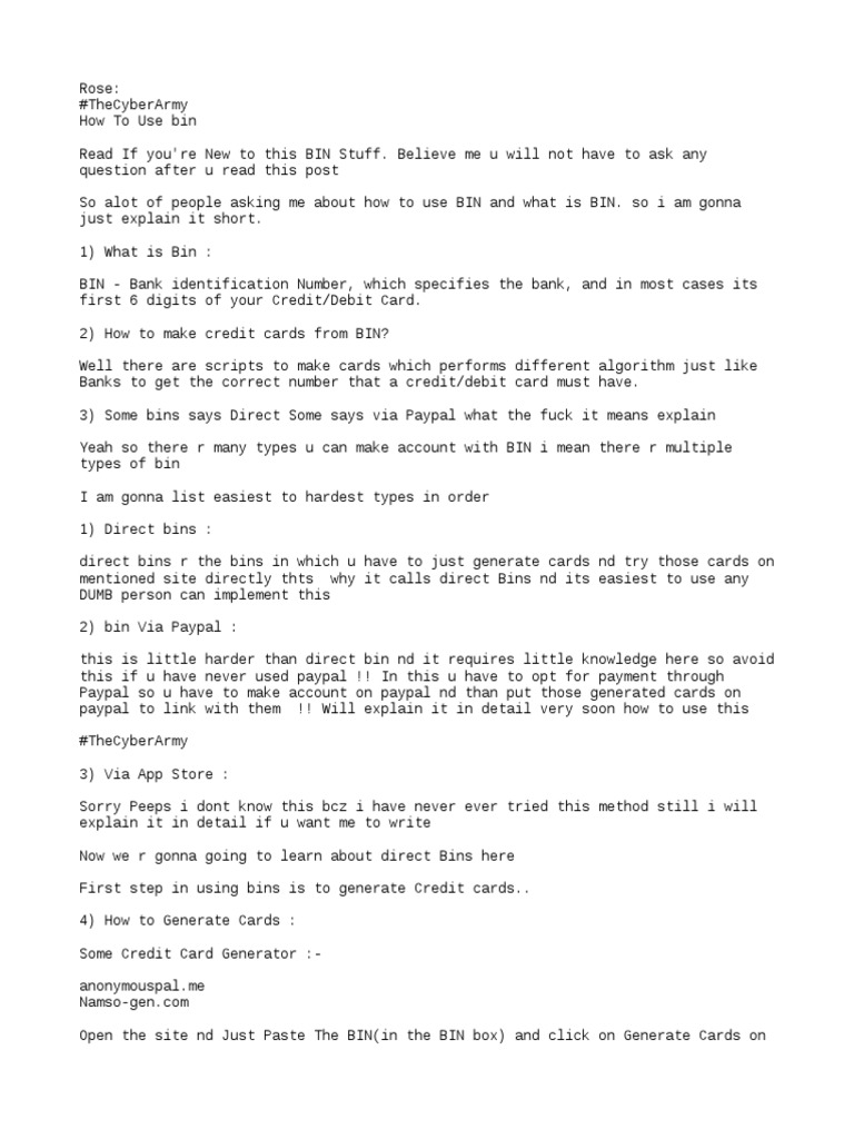 Bin Generator | PDF | Pay Pal | Credit Card