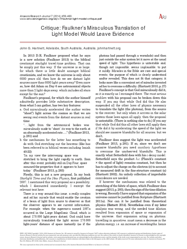 Faulkner Light Model Critique | PDF | Redshift | Universe