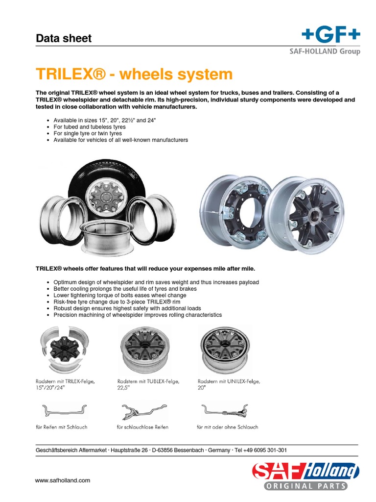 TRILEX® - Wheels System: Data Sheet | PDF | Wheel | Tire