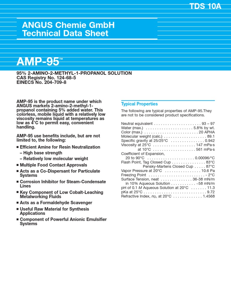 Amp95 TDS | PDF | Viscosity | Hypothermia