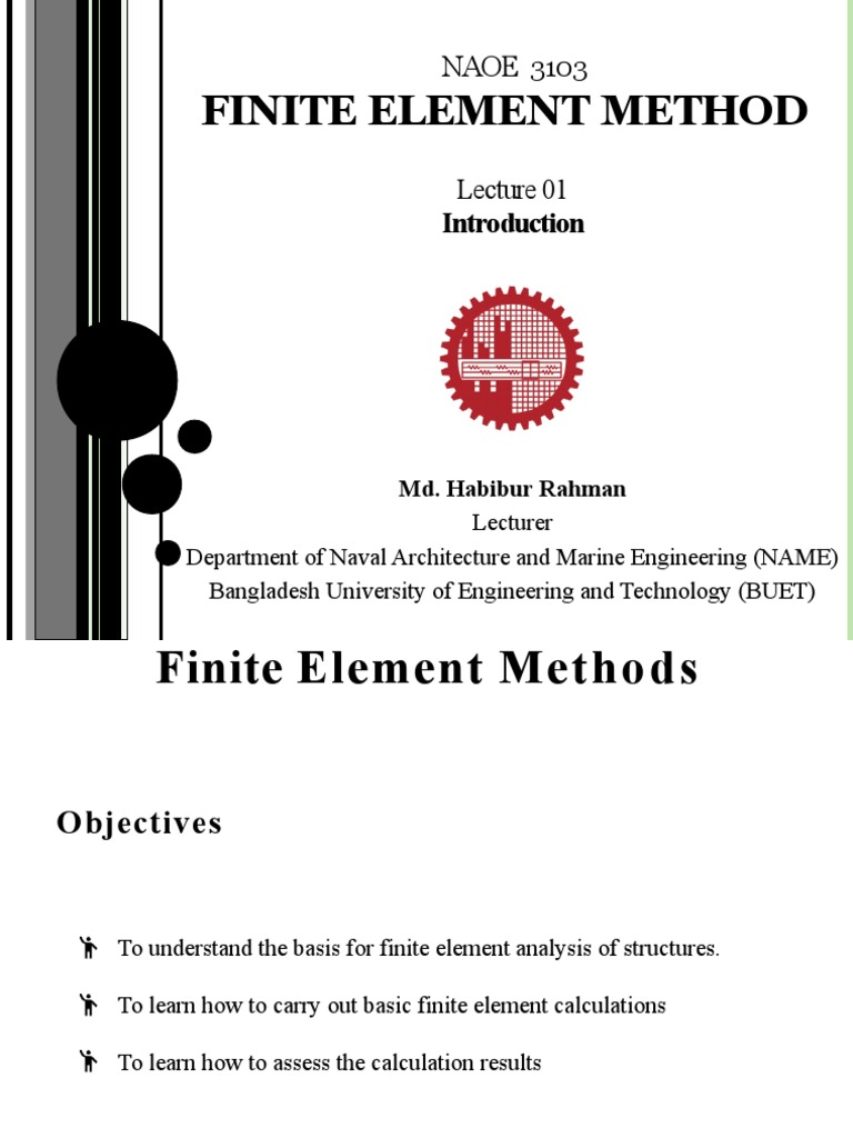 Finite Element Method - Lecture 1 | PDF | Finite Element Method | Matrix (Mathematics)