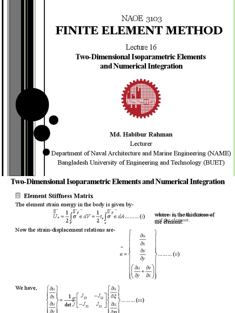 Finite Element Method: Two-Dimensional Isoparametric Elements and Numerical Integration | PDF ...