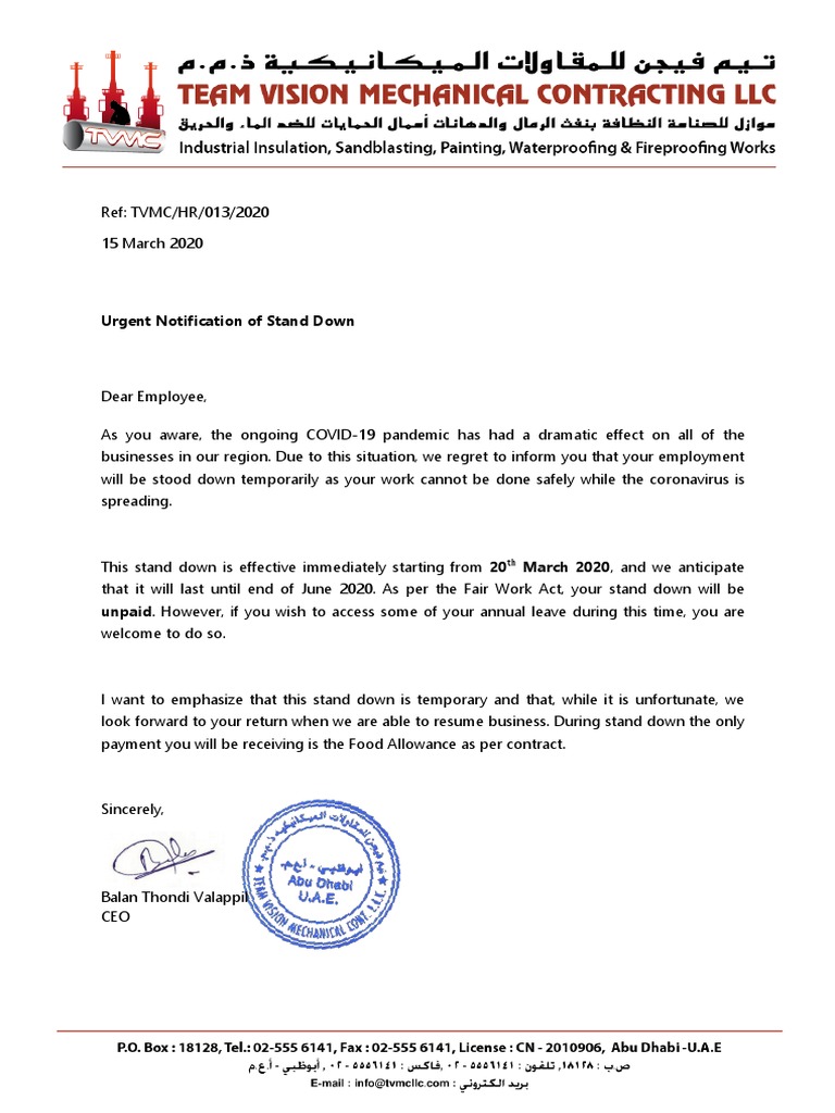 StandDown Notice PDF | PDF