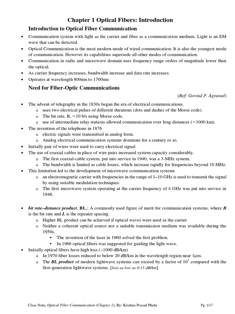 Introduction to Optical Fiber Communication | PDF | Optical Fiber ...