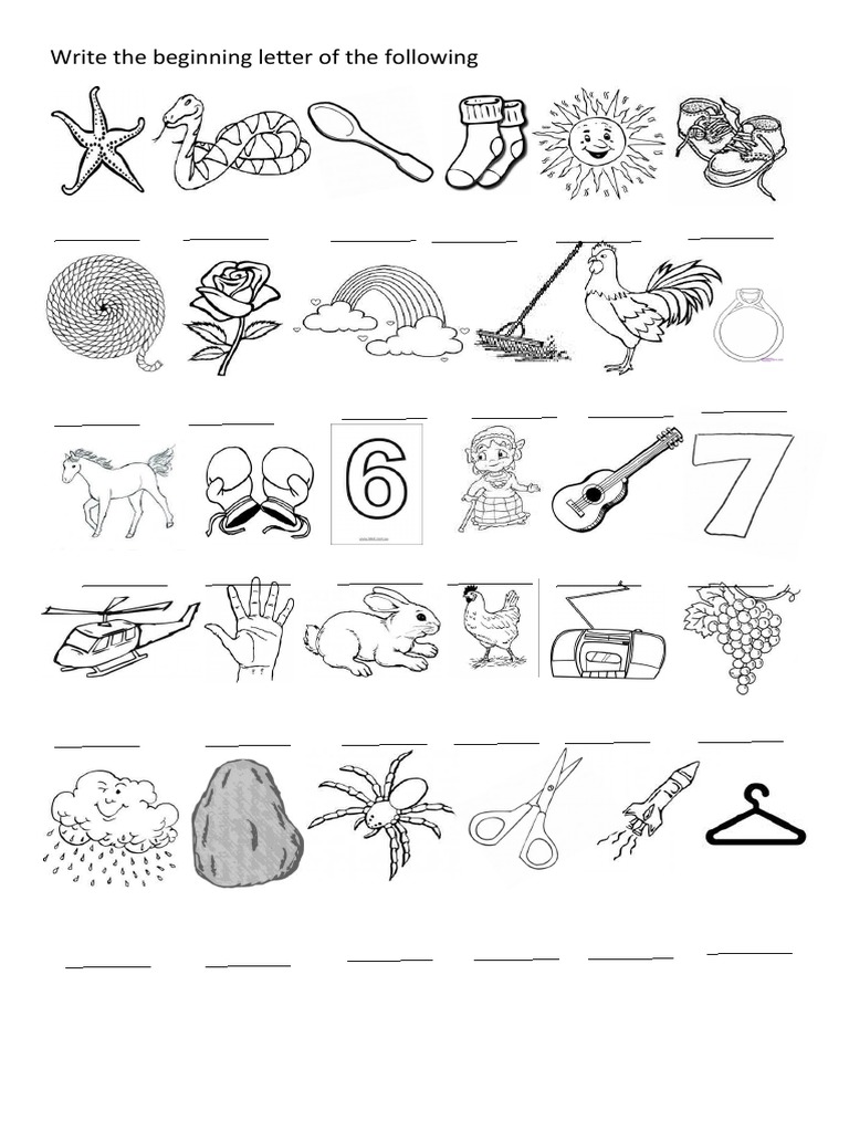 Write The Beginning Letter of The Following | PDF