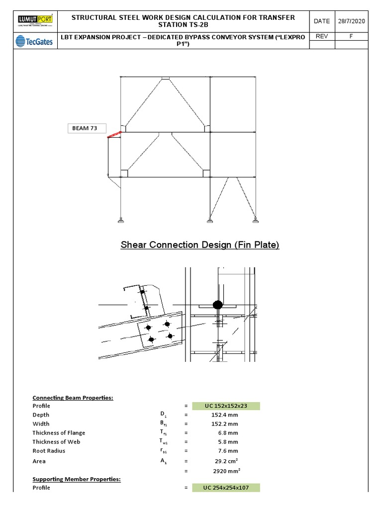 Beam To Beam-Fin Plate | PDF | Bending | Shear Stress