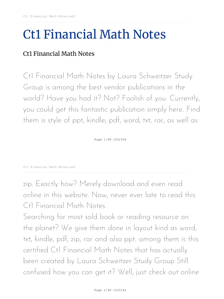 ct1 Financial Math Notes | PDF | Mathematical Finance | Teaching ...