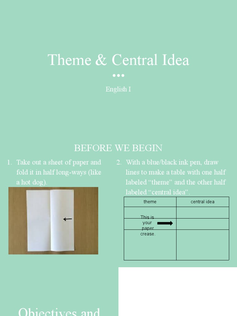 Theme and Central Idea | PDF