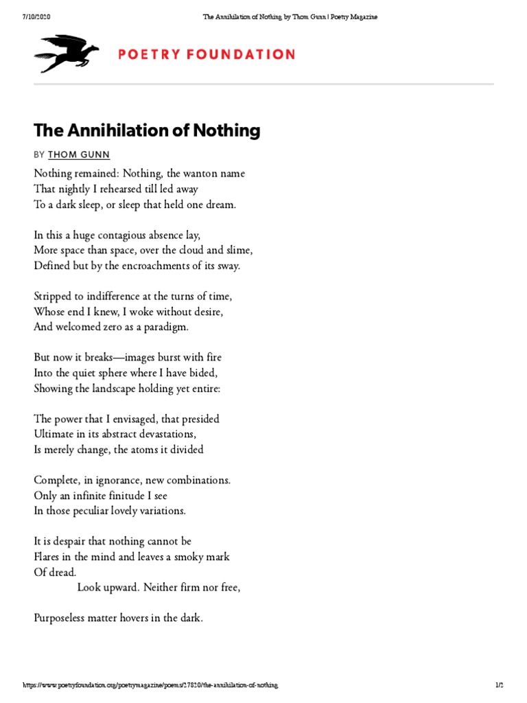 The Annihilation of Nothing: A Poem | PDF