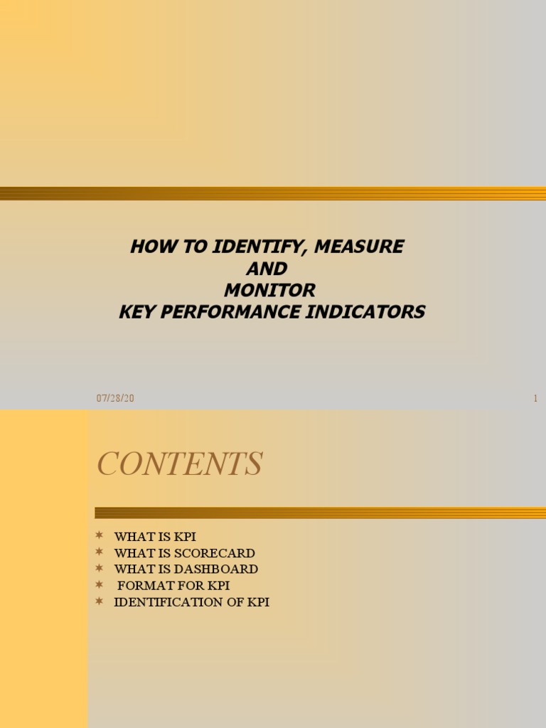 How To Identify, Measure AND Monitor Key Performance Indicators | PDF ...