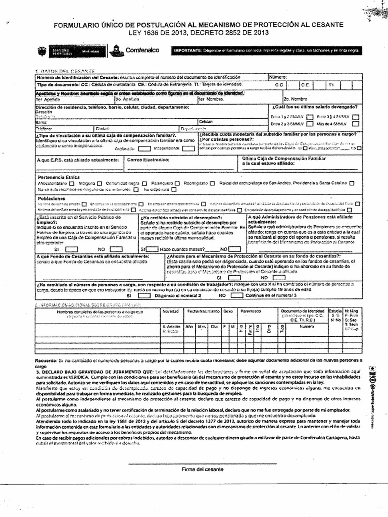 Formato Comfenalco | PDF