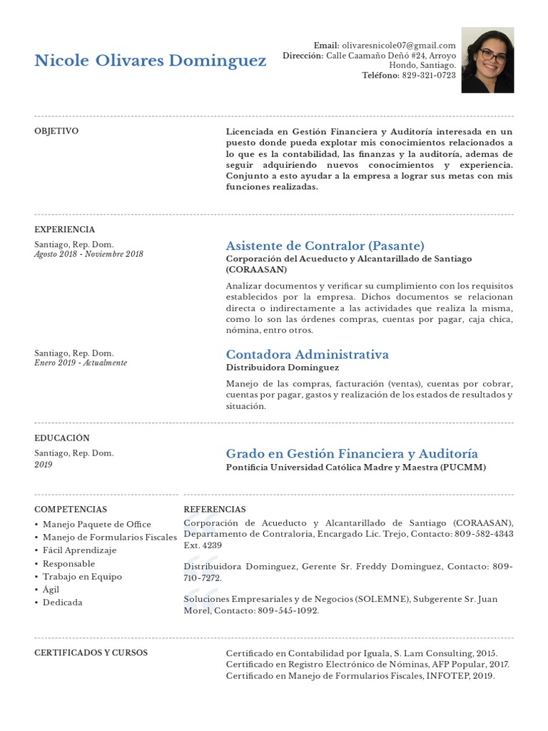 CV-Nicole Olivares Dominguez | PDF | Economias | Business