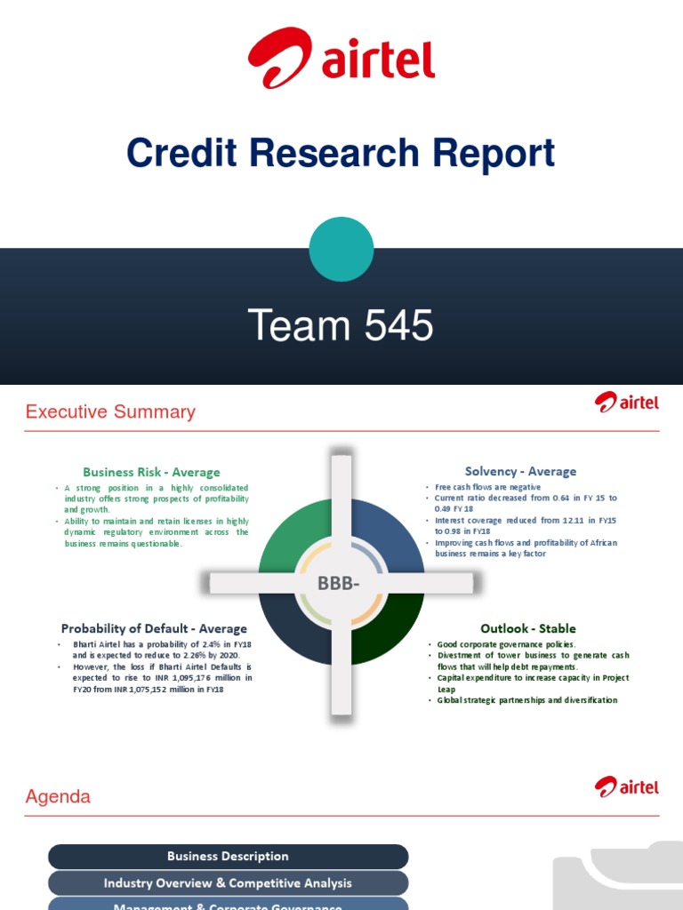 Credit Research Report: Team 545 | PDF | Debt | Companies
