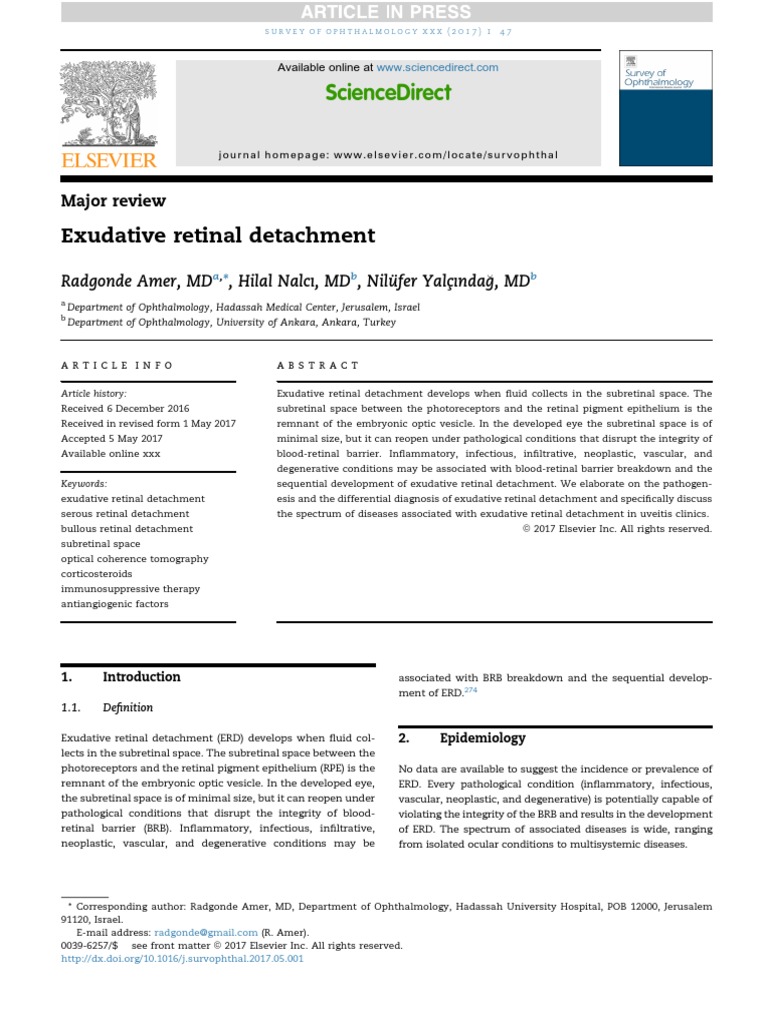 Exudative Retinal Detachment Overview | PDF | Retina | Cell Membrane