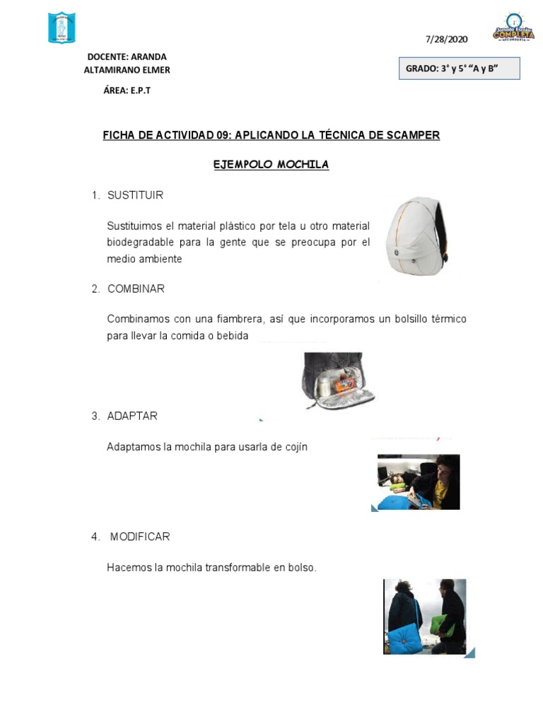 Ficha de Actividad 09 Ejmplo de Aplicación de Scamper | PDF