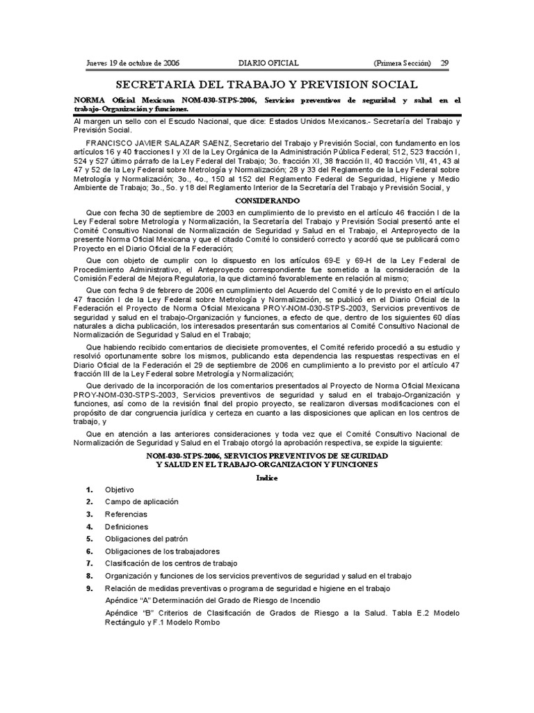 Nom 030 STPS 2009 PDF | PDF | Toxicidad | Seguridad Social